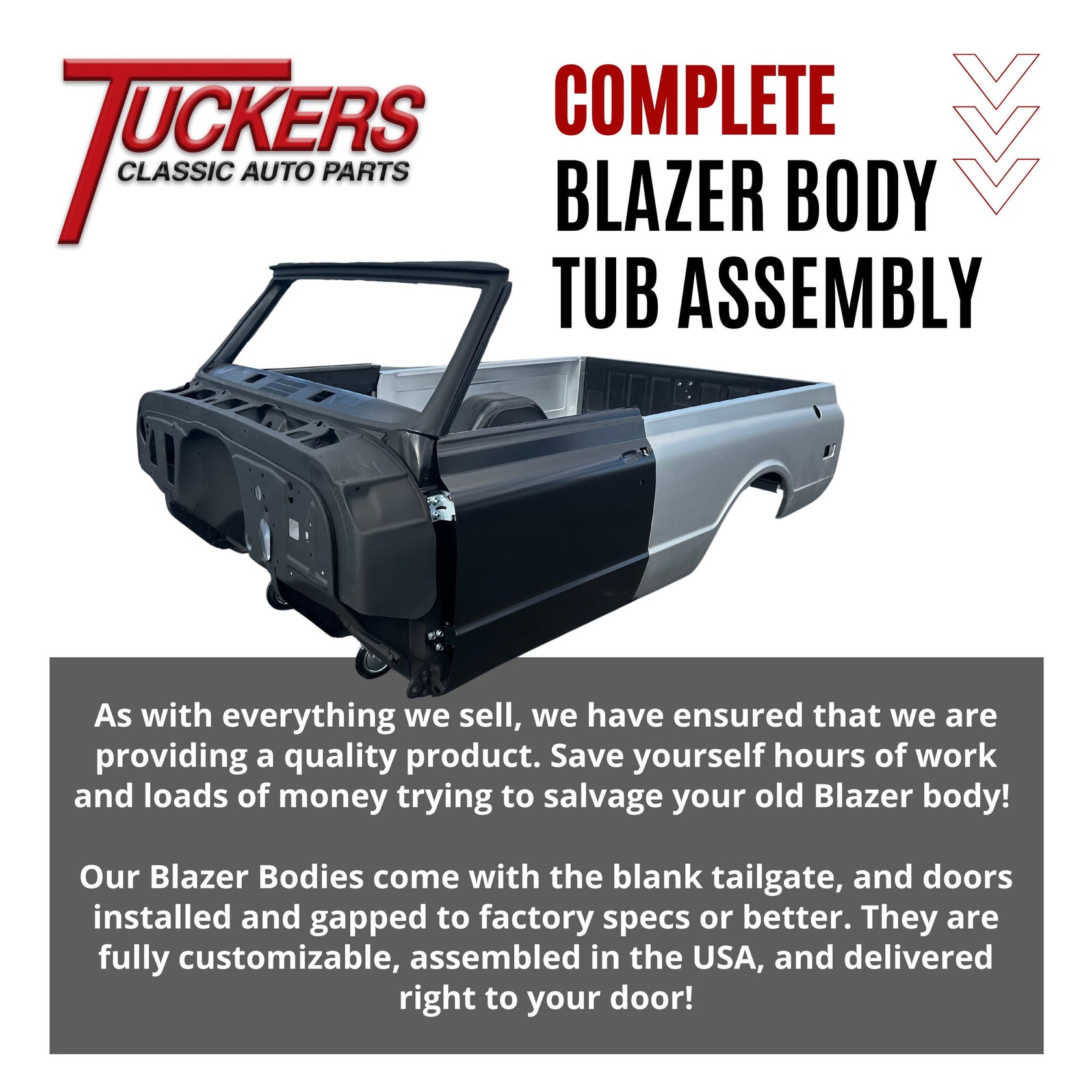 1969-1972 Chevrolet K5 Blazer Body Tub Complete Reproduction Assembly ...